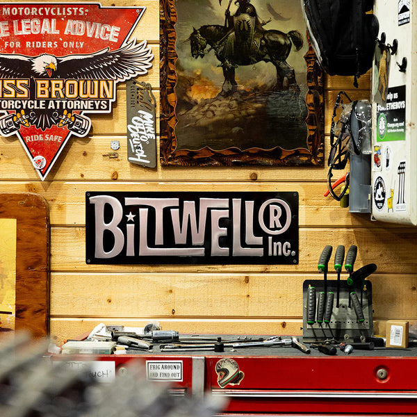 BILTWELL SIGN [STAR LOGO BLACK/ALUMINUM] 59x20CM – Cycletreads